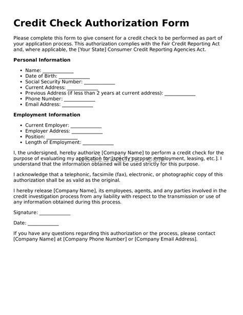 Free Credit Check Authorization Template ᐈ Simple Pdf Form