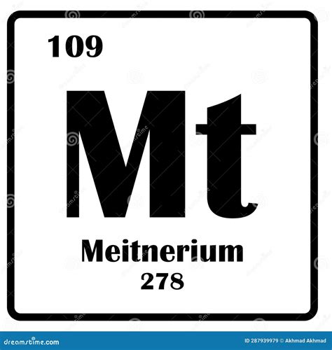 Meitnerium Icon Mt Chemical Element Atomic Number 109 Mass 278