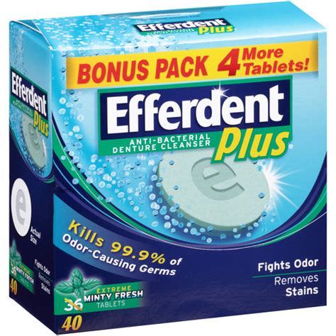 Efferdent Plus Mint Antibacterial Denture Cleanser 40 Count Brickseek