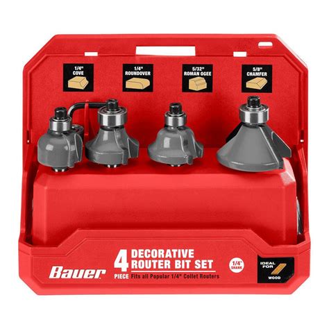 Carbide Tip Decorative Router Bit Set 4 Piece