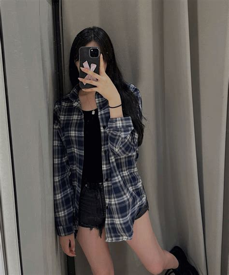 여리핏 꾸안꾸 오버핏 체크남방셔츠 강추템 사계절용 에이블리