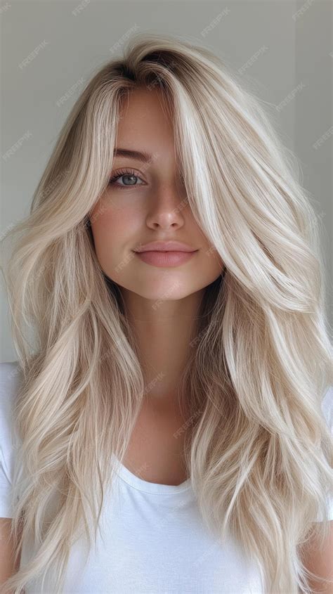 A Photograph Of The Most Beautiful Blonde Woman With Long Soft Wavy