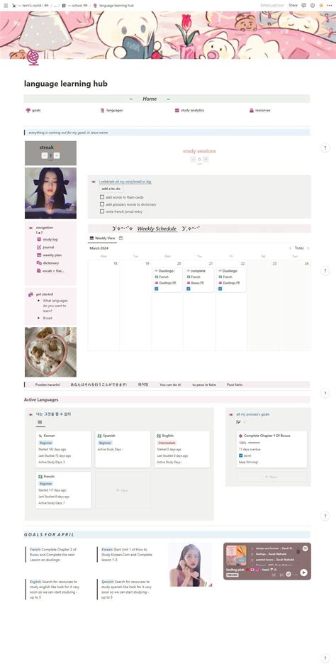 Coquette Girl Notion Girls Freetemplate📊 In 2025 Learning Template Learning Languages