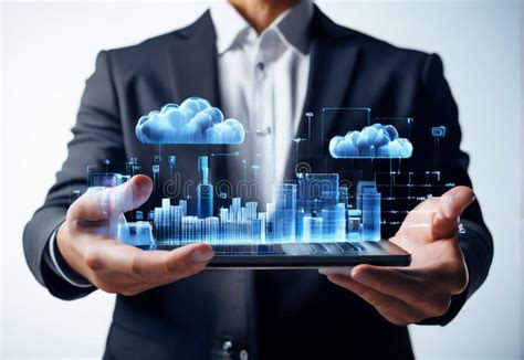 Business Man Holding Model 3d Factory Model Stock Illustration