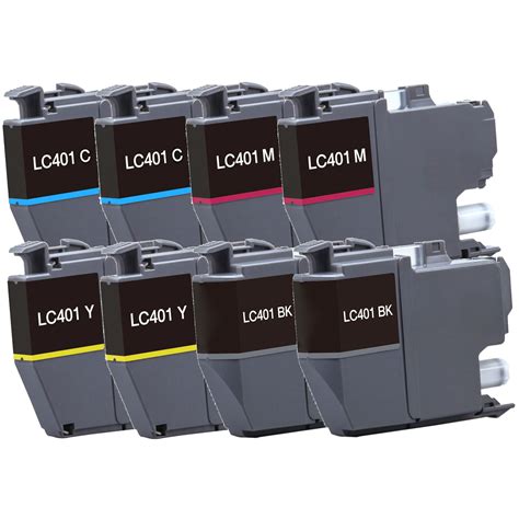 Compatible Brother Lc401 Inkjet Pack 8 Cartridges