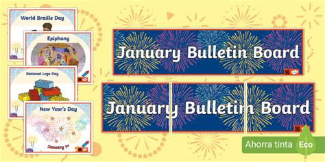 January Bulletin Board Periódico Mural Enero Twinkl