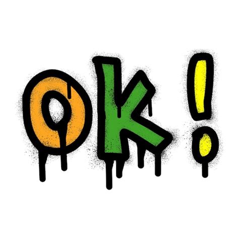 다채로운 스프레이 페인트로 그래피티 괜찮은 단어 프리미엄 벡터