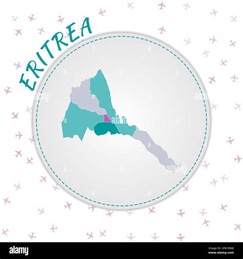 Eritrea Map Design Map Of The Country With Regions In Emerald Amethyst Color Palette Rounded
