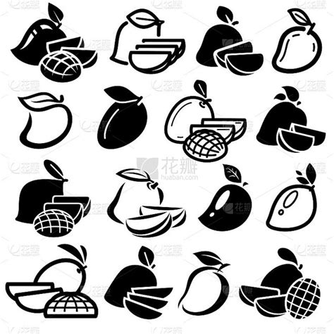 芒果集。收藏图标芒果。向量