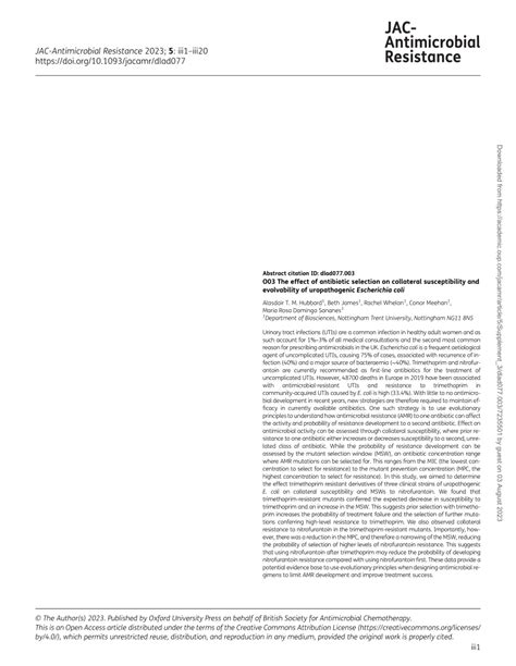 Pdf O03 The Effect Of Antibiotic Selection On Collateral