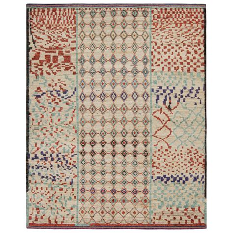 Rug And Kilims Moroccan Style Rug In Beige Red And Blue Geometric