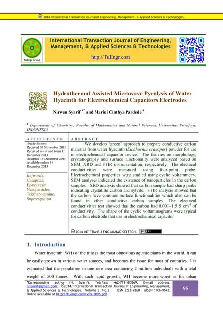 Synthesis Characterization And Electro Analytical Applications Of Nitrogen Doped Ordered