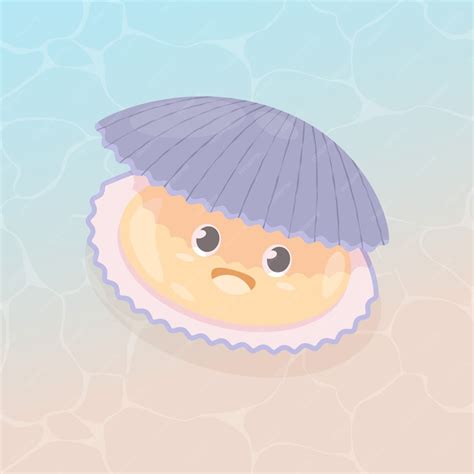 손으로 그린 조개 만화 그림 무료 벡터