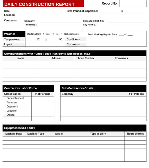 Construction Report Templates Free Report Templates