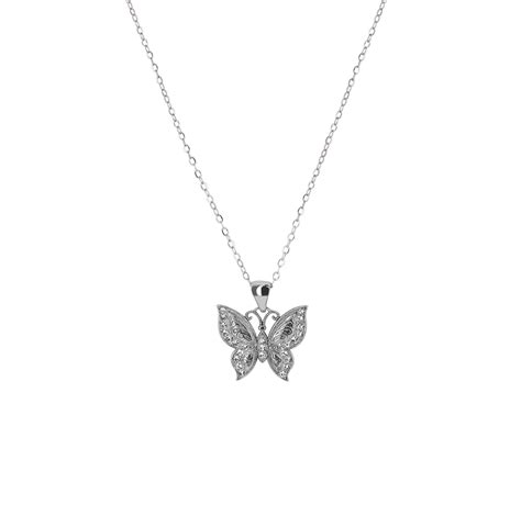 Brilliance Fine Jewelry Sterling Silver Crystal Butterfly Pendant