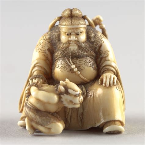 Netsuke Shoki Holding Demon Cord Free Photo Rawpixel