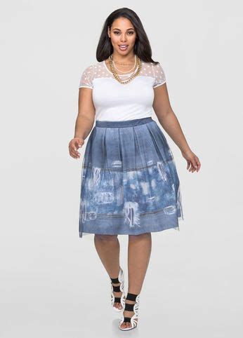 New Sublimation Print Tulle Skirt Blue Denim Look Plus Size Rain