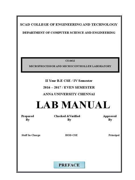 Micro Processor Lab Manual 2016 17 Even Pdf Engineering Computer Science