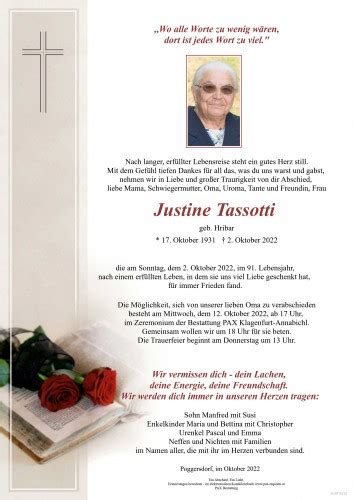 Parte für Justine Tassotti pax requiem