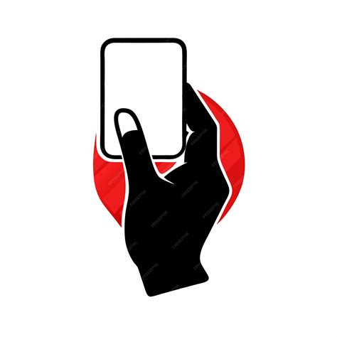 Premium Vector A Hand Holding A Cell Phone With A Red And Black