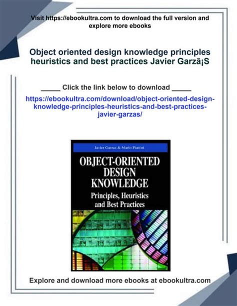 Object Oriented Design Knowledge Principles Heuristics And Best Practices Javier Garzã¡s Pdf