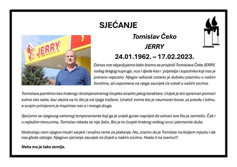 Sjećanje Tomislav Čeko Jerry Osmrtnice Ksb Sjećanje Tomislav Čeko Jerry Osmrtnice Ksb