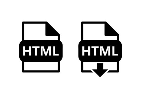Html ファイル フォーマット ブラック アイコン ダウンロード html ファイル サイン 矢印 2 ベクトル シンボルセット