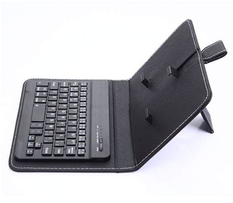 Portable Wireless Bluetooth Keyboard With Faux Leather Case White