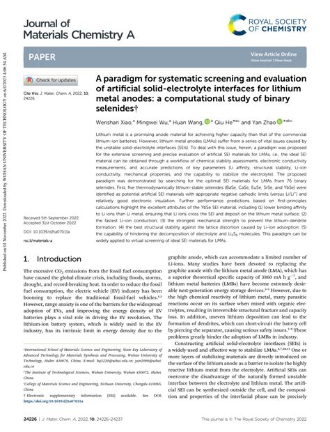 Pdf A Paradigm For Systematic Screening And Evaluation Of Artificial Solid Electrolyte