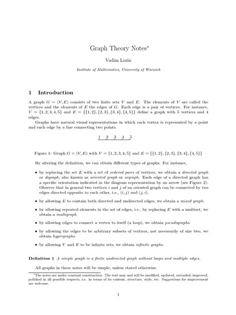 Graph Theory Notes Pdf Vertex Graph Theory Theoretical Computer Science