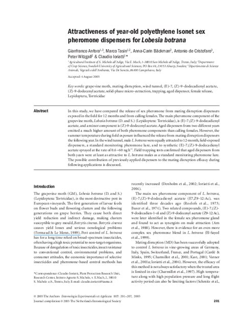 Pdf Attractiveness Of Year Old Polyethylene Isonet Sex Pheromone