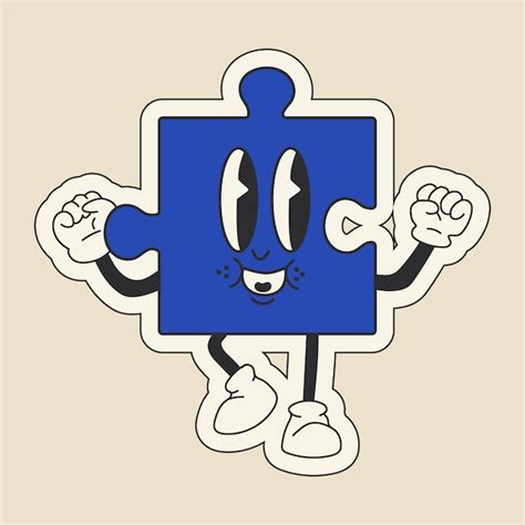 Premium Vector Cute Happy Funny Puzzle 30s Cartoon Mascot Character