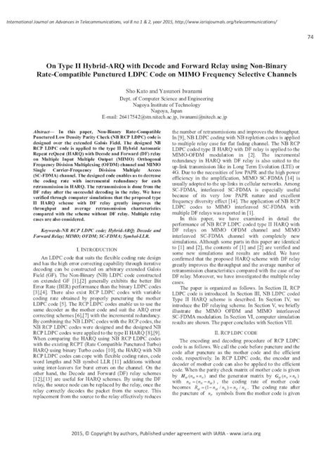 Pdf On Type Ii Hybrid Arq With Decode And Forward Relay Using