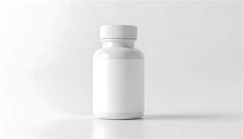 Blank White Medicine Pill Bottle With Blank Label On Pure White