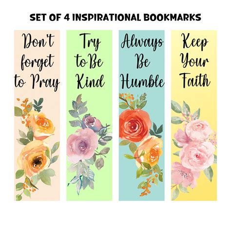 Inspirational Floral Bible Bookmarks Set Of 4 Physical Product Etsy