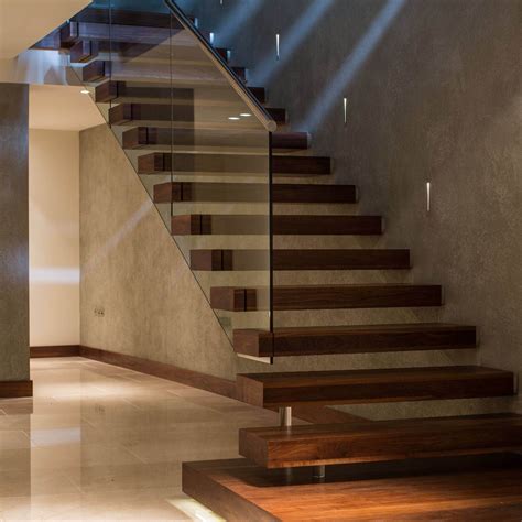 Contemporary Straight Floating Stairs Solid Wood Staircase Wood
