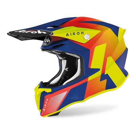 Kask cross AIROH TWIST LIFT AZURE MATT żółty pomarańczowy niebieski RRmoto pl