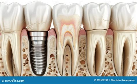 Close Up Illustration Of A Dental Implant Replacing A Missing Tooth