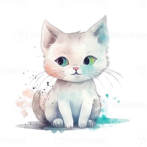 Cute Watercolor Cat 22598667 Png