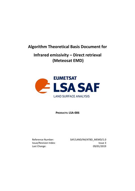 Pdf Algorithm Theoretical Basis Document For Infrared Emissivity Direct Retrieval Meteosat Emd