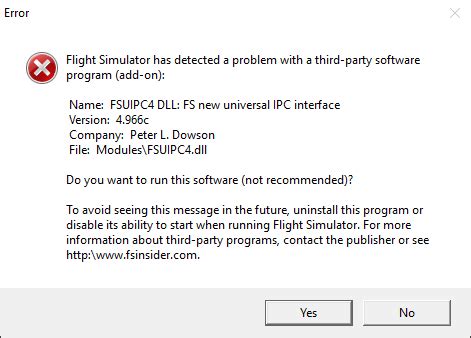 FSUIPC 4 966c Crash During FSX SE Startup FSUIPC Support Pete Dowson Modules The SimFlight