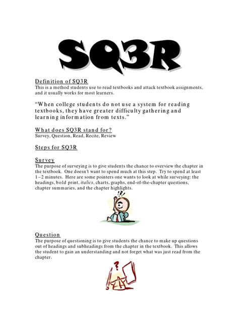 Sq3r Method Reading Textbooks Pdf Cognition Learning