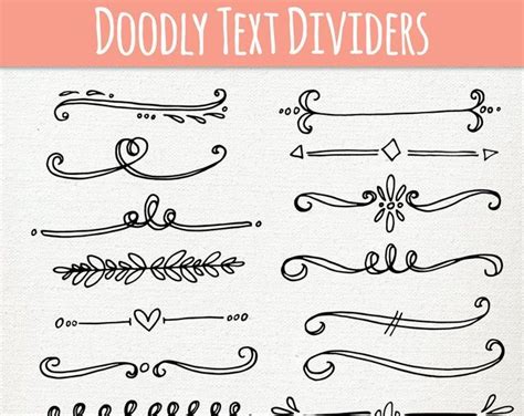 Text Dividers Clipart Set Hand Drawn Text Divider Clip Art Page