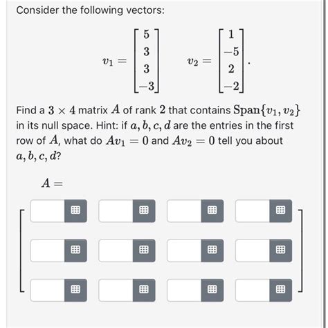 Solved Consider The Following Vectors Chegg