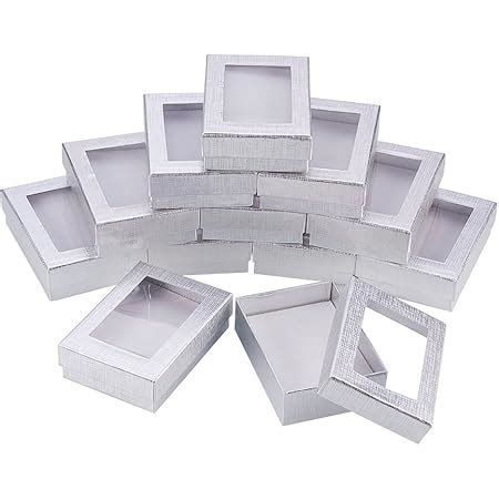 NBEADS 30 Pcs Silver Gift Boxes Jewelry Display Boxes With 6 5x4 1cm