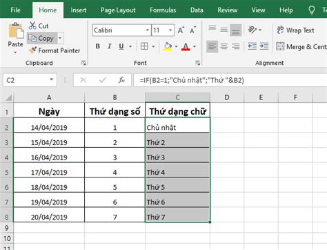 Cách sử dụng hàm WEEKDAY để đổi ngày sang thứ trong Excel