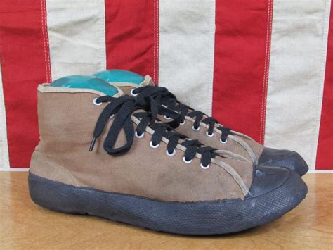 Vintage 1930s Od Green Canvas Basketball Sneakers Hig Gem