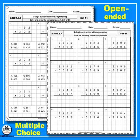 Standard Algorithm Addition And Subtraction With And Without Regrouping