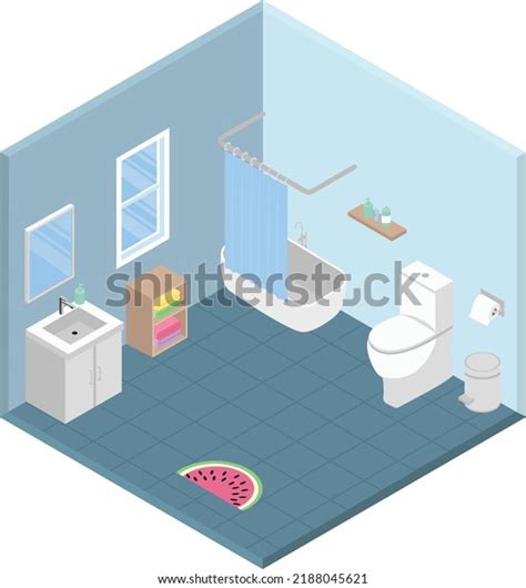 Isometric Bathroom Interior Bathtub Stock Vector Royalty Free