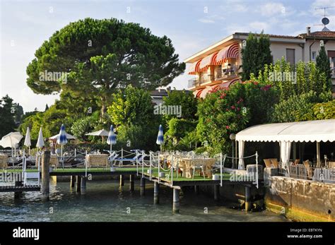 Hotel And Restaurant On The Lakefront Italy Lake Garda Lombardy